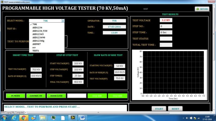 LabVIEW GUI for Hipot tester with Mechanical Electro-pneumatic operated ...
